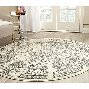 SAFAVIEH Adirondack Collection 6' Round Red / Black ADR101F Oriental Distressed Non-Shedding Dining Room Entryway Foyer Living Room Bedroom Area Rug