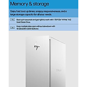 HP Envy Desktop Bundle PC, NVIDIA GeForce RTX 3070 Graphics,12th Generation Intel Core i9 Processor, 16 GB SDRAM, 1 TB SSD, Windows 11 Home OS, Wi-Fi & Bluetooth (TE02-0042, 2022)
