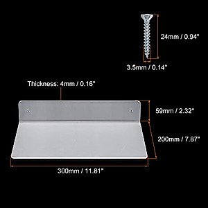 PATIKIL 11.81 x 7.87 Inch Acrylic Floating Shelf, Floating Wall Mounted Shelves for Bathroom Wall Decoration, Transparent