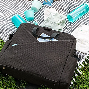 Moby Destination Diaper Bag | Perfect Bag for On-the-Go Parents | Stylish & Sleek Diaper Bag for Mom & Dad | Multi Function Backpack or Messenger Bag - Black