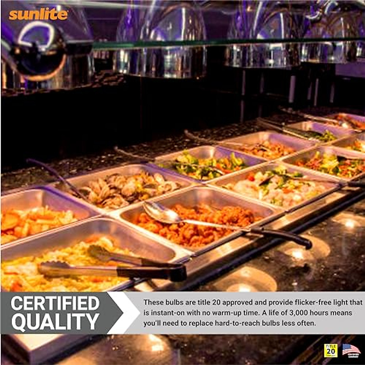 Sunlite R40 Incandescent Heat Lamp Bulb, 375 Watts, 125 Volts, Medium E26 Base, 2600K Soft White, Dimmable, Clear, 100 CRI, 3000 Rated Hours, Title-20 Compliant, 1 Pack