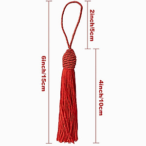 VAPKER Bookmark Tassels 20Pcs 15cm/6 Inch Red Tassels with Pineapple Head Sewing Tassels Silky Floss Mini Craft Tassels with Cord Loop for Keychain Earring Jewelry DIY Craft