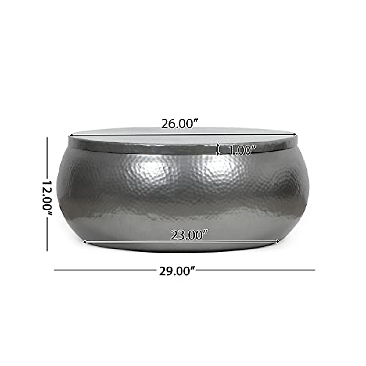 Christopher Knight Home Ferster Coffee Table, Nickel, 29D x 29W x 12H in