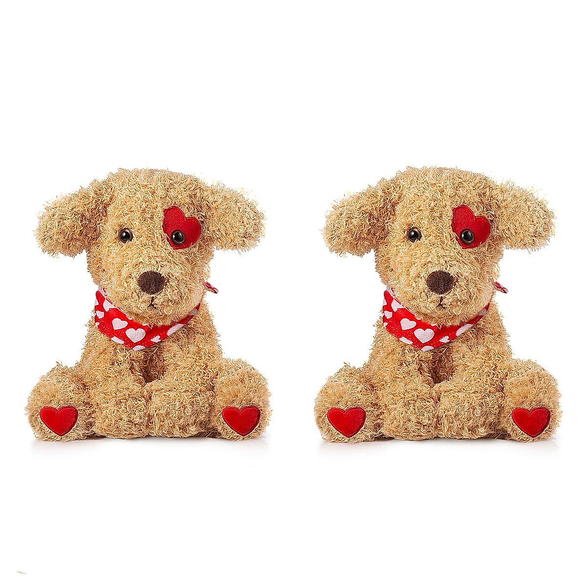 GSUIVER 10" Valentine's Day Valentines Gift for Children Kids, Girlfriend, Boyfriend, Plush Stuffed Animal (2 Pack Puppy)