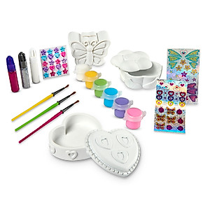 Melissa & Doug Created by Me! Favorite Things Craft Kits Set: Decorate-Your-Own Flower and Heart Treasure Boxes and Butterfly Bank