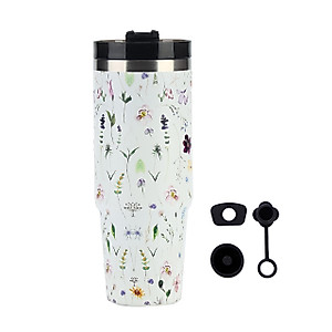 Beuty Floral 30 oz Tumbler with Lid And Straw,Stainless Steel Vacuum Insulated Travel Mug,Reusable Water Bottle Vacuum Travel Coffee Mug Cup,Gifts For Women Girls,Personalized Design Rose Gift Box