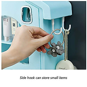 House-Style Toothbrush Holder, Punch-Free Multifunctional mouthwash Cup Holder, Wall-Mounted Set Brushing Cup, Moisture-Proof and Waterproof Shelf, Blue, Gray, White