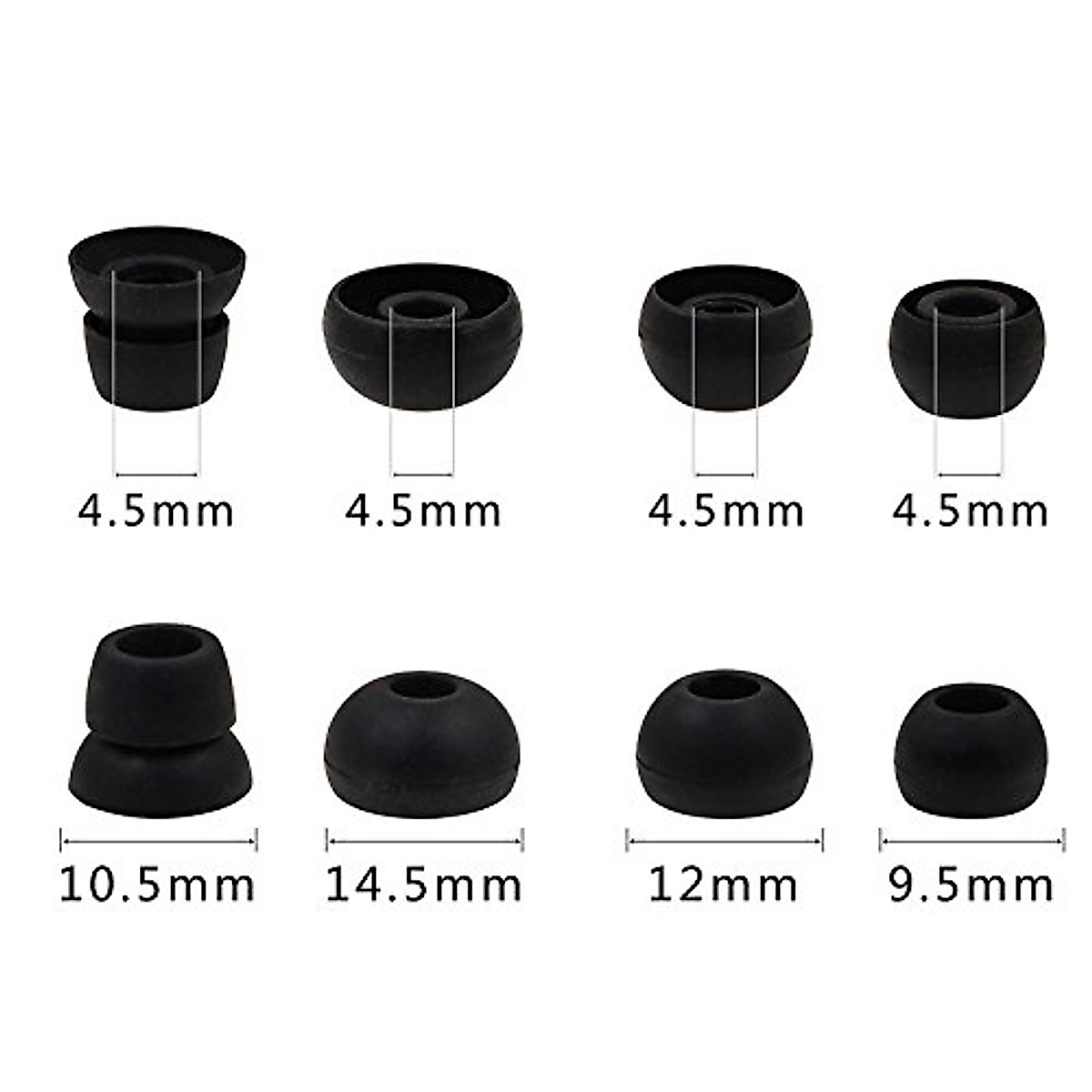 Alitutumao 8pcs Replacement Earbuds Silicone Eartips Compatible with Wireless Powerbeats 3 Powerbeats3 Beats by dr dre Earphones (Black)