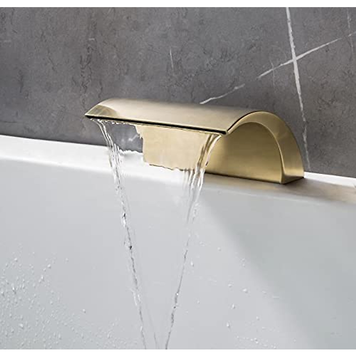 Brushed Gold tub faucet with sprayer Holes with Waterfall Tub Spout Filler with Handheld Shower High Flow