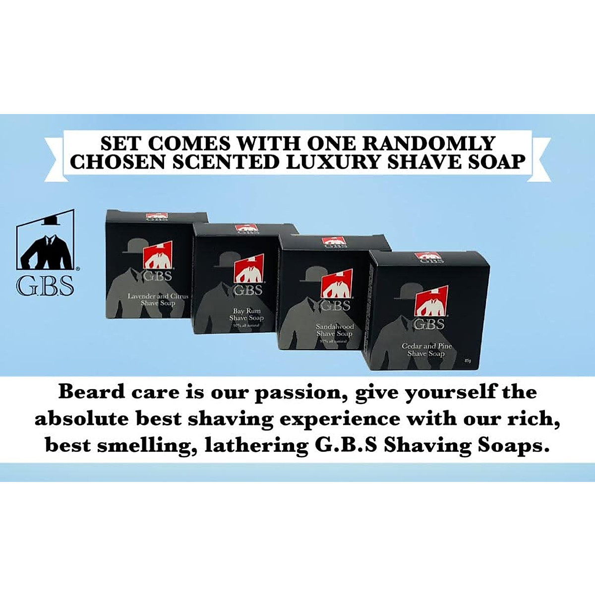 G.B.S Stylish Grooming Shaving Set for Wet Shaving Boxed Ceramic Black Shaving Soap Bowl/Mug with Knob Handle