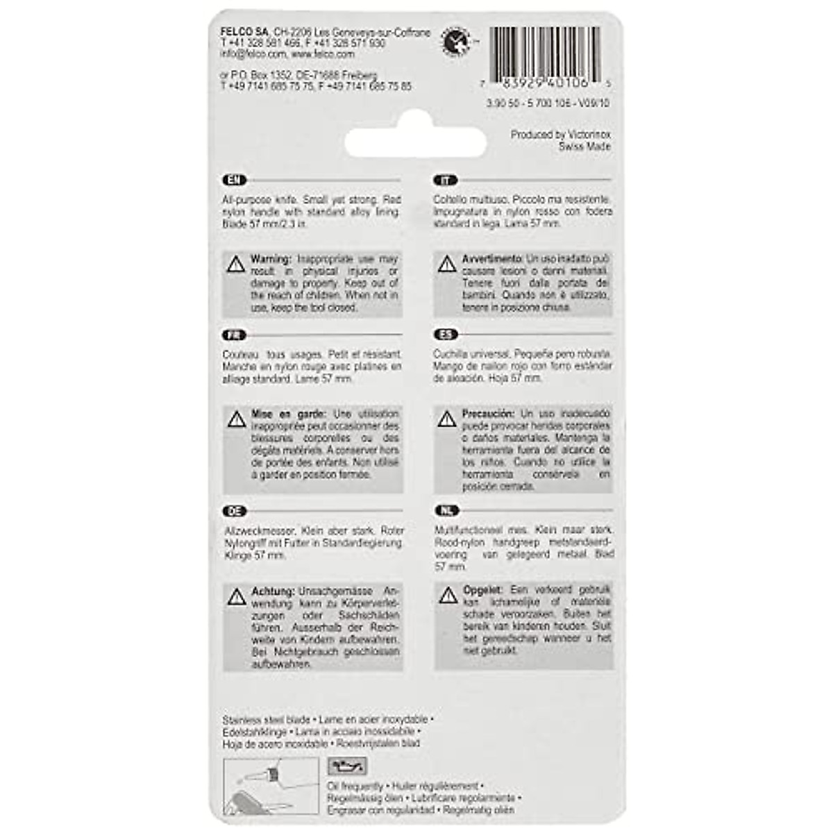 FELCO Grafting & Garden Pruning Knife (3.90 50) - Light Weight All-Purpose Knife with Straight Blade, red, 2.25-inches (V39050)