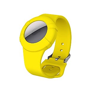 Kids Bracelet Case for AirTag 2021,Silicone Watchband Airtag Protective Cover for Kids Toddler Baby Children Elders,Anti-Lost Wearable Holder Fits Airtag. (Yellow), 10.8×0.15inch