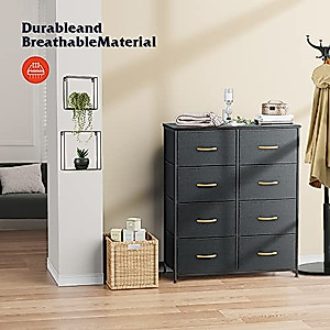 Nicehill Fabric Dresser, Small Dresser for Bedroom with 8 Drawers, Dresser Organizer for Clothes, Closet, Kids Room, Nursery, Baby, Chest of Drawers Bedroom Dresser with Storage Drawer, Dark Grey