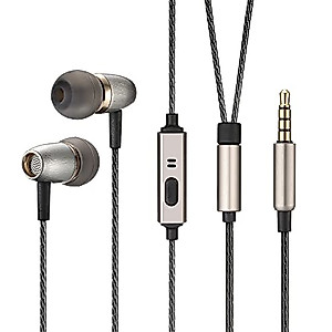 Betron in-Ear Headphones with Microphone - Extra S/M/L Noise Isolating Earbud Tips, Carry Case, Tangle-Free Cable, Wired 3.5mm Connection