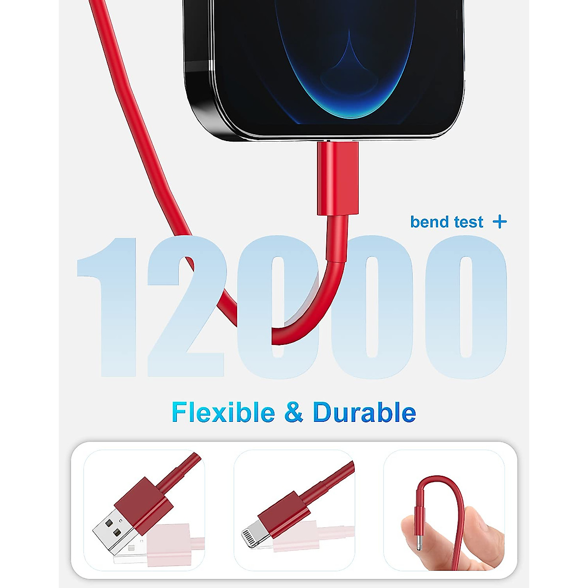 4 Pack [Apple MFi Certified] Apple Charging Cables 6ft, iPhone Chargers, Lightning Fast iPhone Charging Cord for iPhone 12/11/11Pro/11Max/ X/XS/XR/XS Max/8/7, ipad(White) (4pack(6ft), Red, 4)