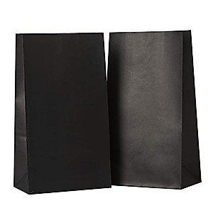 Paper Favor Bags - 50 Pack Black Party Favor Kraft Treat Bags for Any Occasions, Halloween, Graduation, DIY Arts, New Years Eve Party - 5 x 3 x 9 Inch