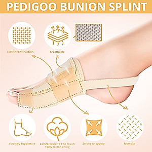 PEDIGOO Bunion Corrector for Women and Men, Slip Proofing Version Bunion Toe Separator, Orthopedic Bunion Splint for Big Toe Pain Relief and Toe Straightening Beige