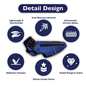 CoyoteVest SpikeVest Dog Harness Vest for Small Dogs, Reflective Dog Vest with Spikes to Shield Your pet from Coyotes, Raptor and Animal Attacks, Anti Hawk Vest, Made in USA(XS-Royal Blue)