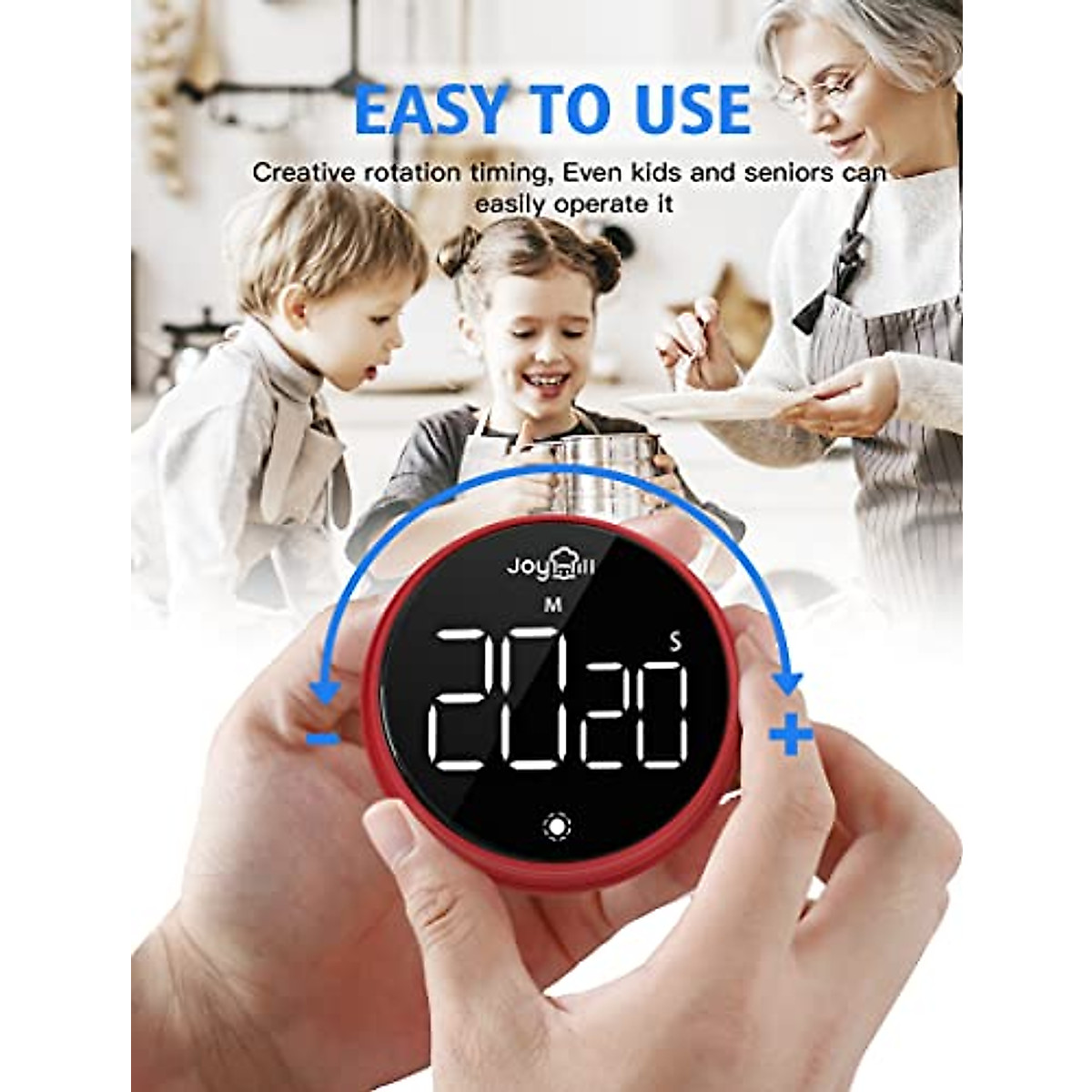 Revolutionary Digital Kitchen Timer: Large LED Display, 3 Volume Levels, Magnetic & Portable - Ideal for Cooking, Teaching, Fitness, & More!(Black)
