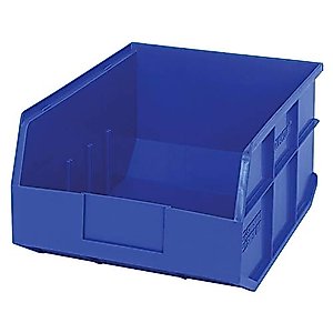 Quantum Storage K-SSB445BL-3 3-Pack Stackable Plastic Shelf Bin, 14" x 11" x 7", Blue