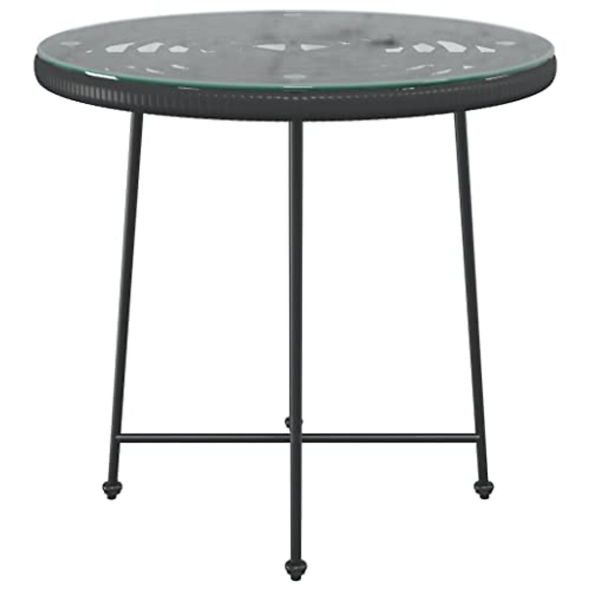 vidaXL Dining Table Garden Outdoor Lawn Terrace Balcony Backyard Dining Dinner Dinette Counter Bistro Table Furniture Black Tempered Glass and Steel