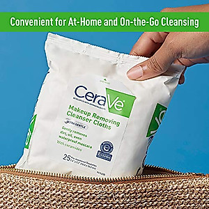 CeraVe Makeup Removing Cleanser Cloths, Wipes to Remove Dirt, Oil, & Waterproof Eye & Face Makeup, Fragrance Free, 25 Count (Pack of 3)