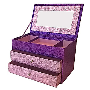 Sparkle Glamour Jewelry Box Organizer (Purple with pink drawers)