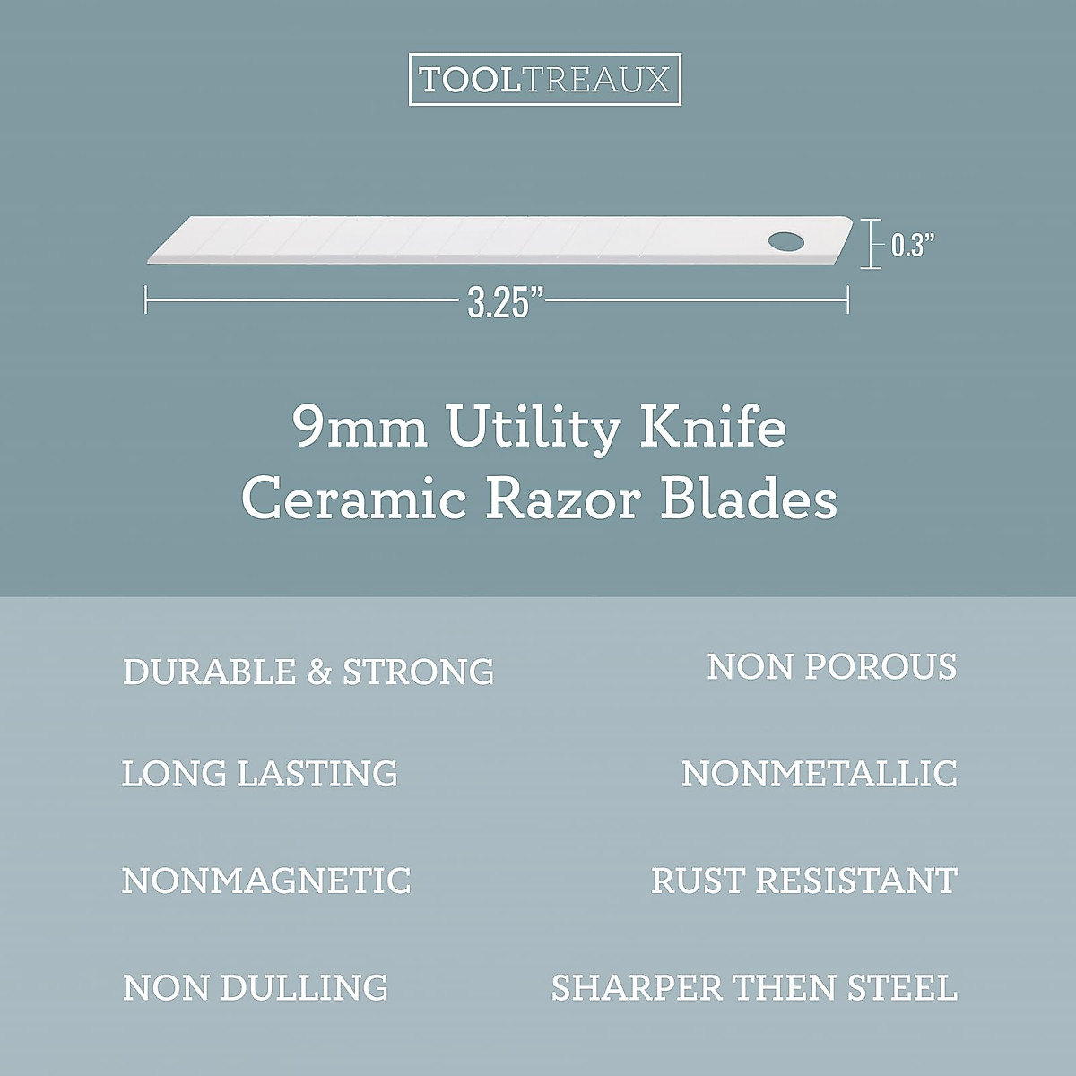 ToolTreaux 10-Pack Snap-off 9mm Utility Knife Ceramic Razor Blades, Ultra Sharp Craft Supplies