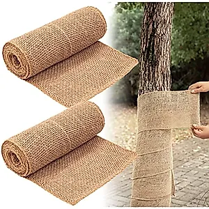 2 Rolls Burlap Tree Protector Wraps, 7.8" × 9.8' Winter Tree Trunk Guards Protector Wrap Burlap Fabric Garden Plants Tree Wrap Antifreeze Bandage bark Protector Wrap for Keeping Warm and Moisturizing