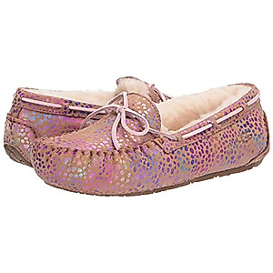 UGG Girls K Dakota Spots Slipper, Chestnut Sparkle Suede, 5 Big Kid