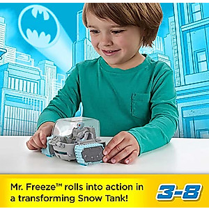 Imaginext DC Super Friends Preschool Toys Head Shifters Mr. Freeze & Snow Tank Figure and Vehicle Set for Pretend Play Ages 3+ Years