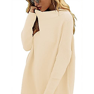 ANRABESS Women Oversized Turtleneck Sweaters 2023 Fall Trendy Long Sleeve Casual Loose Fit Baggy Chunky Rib Knit Slouchy Tunic Sweater Dress Warm Winter Clothes A277-kaqi-S Apricot