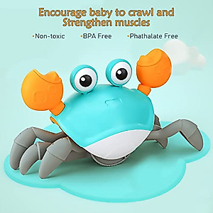 Crawling Crab Baby Toy Gifts, Infant Tummy Time Toys Crawling Toys with LED Light Up USB Rechargeable Dancing Toys for Toddler Crab Crawling Toys with Music for 0-6 6-12 3+ Year Old Boys Girls Toddler