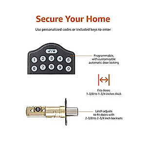 Amazon Basics Traditional Electronic Keypad Deadbolt Door Lock, Keyed Entry, Oil Bronze Finish