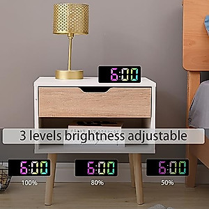 BuPnyou 6.5-inch Digital Clock, Small Alarm Clock for Bedrooms, Lightweight Digital Calendar, Temperature ℃/℉, Desktop Alarm Clock 12H/24H, Snooze Function, Adjustable Brightness, Corded Powered