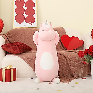 MorisMos 36.2" Unicorn Body Pillow Large Hugging Pillow Unicorn Stuffed Animal,Soft Plush Toy for Kids Girl, Animal Body Pillow for Christmas Birthday Valentine's Day, Pink