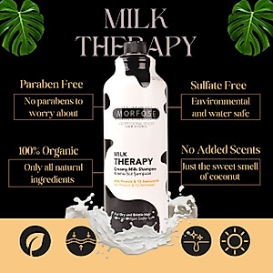 Morfose Professional Milk Therapy Creamy Hair Shampoo for Dry, Damaged, or Brittle Strands, Repairs and Protects, fuller, healthier, softer look, Eliminates Dryness, Damage, and Split Ends, 1000 ml