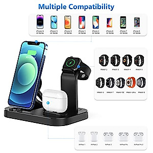 ZFW 3 in 1 Charging Station for Apple Devices with 15w Adapter Compatible with iPhone14/13/12/11/X/8/7/6/5 Series, Apple Watch Series 8/7/SE/6/5/4/3/2/1, Airpods1/2/3/Pro,Fast Charger Dock(Black)