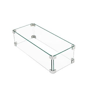 COSIEST Glass Wind Guard, Rectangle, Tempered Glass for Outdoor Fire Pit , 30x8x5.5 inches