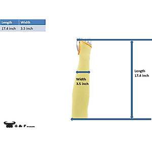 G & F 58123-6 100% Kevlar 18-Inch Cut Resistant Knit Sleeve with Thumb Hole, Yellow, Sold by 6-piece pack
