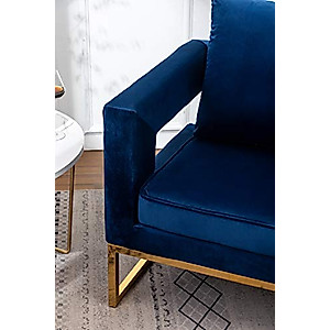 Roundhill Furniture Lenola Upholstered Accent Arm Chair, Blue 29.75D x 27.5W x 34.5H Inch