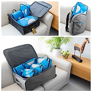 YOLLIT Pura Belleza Packing Cubes! 4 Ultralight and Durable Travel Bags + Laundry Bag + Complimentary Toiletry Bag. Keeps Luggage and Closet Organized. The #1 Packing Cube