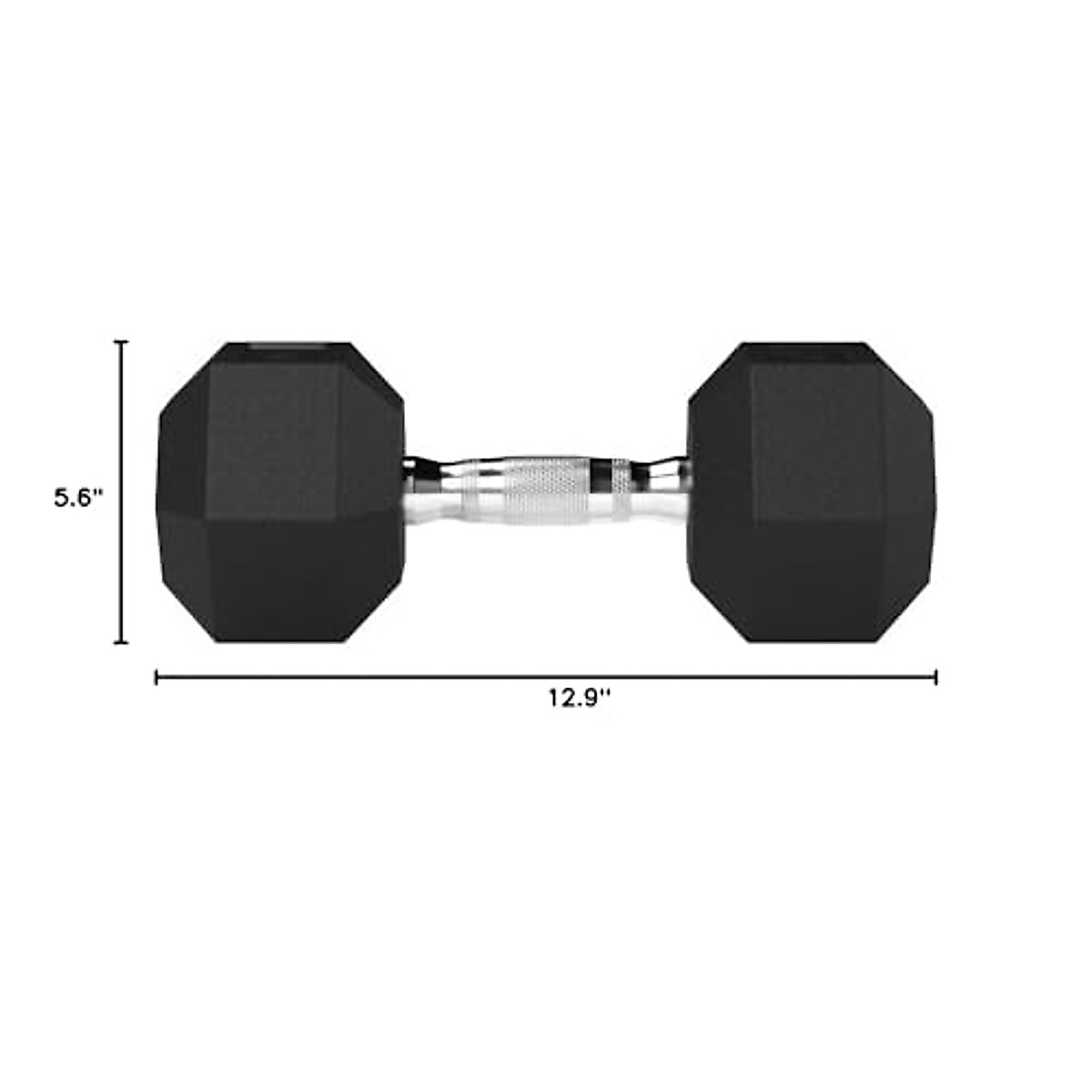Amazon Basics Rubber Hex Dumbbell Hand Weight, 30 pound, Single, Black