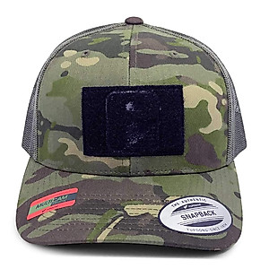 Pull Patch Multicam Camo Curved Bill Snapback Trucker Hat | Tropical Green & Green | 2x3 in Loop Surface for Patches