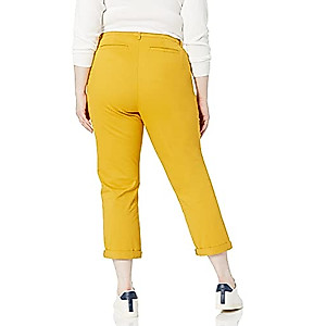 Amazon Essentials Women's Mid-Rise Slim-Fit Cropped Tapered Leg Khaki Pant, Dark Yellow, 12