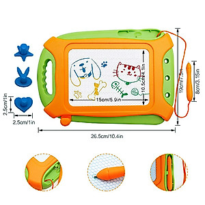 Wellchild Magnetic Drawing Board for Toddlers,Travel Size Toddlers Toys A Etch Toddler Sketch Colorful Erasable with One Carry Bag Magnet Pen and Three Stampers