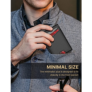 Wallet for Men with Stealth Pocket for Airtag: Leather Wallet with 3 in 1 Design, Removable ID Window, RFID Blocking, 17 Card Capacity, Slim, Carbon Fiber, Bill Divider, Front Wallet with Gift Box