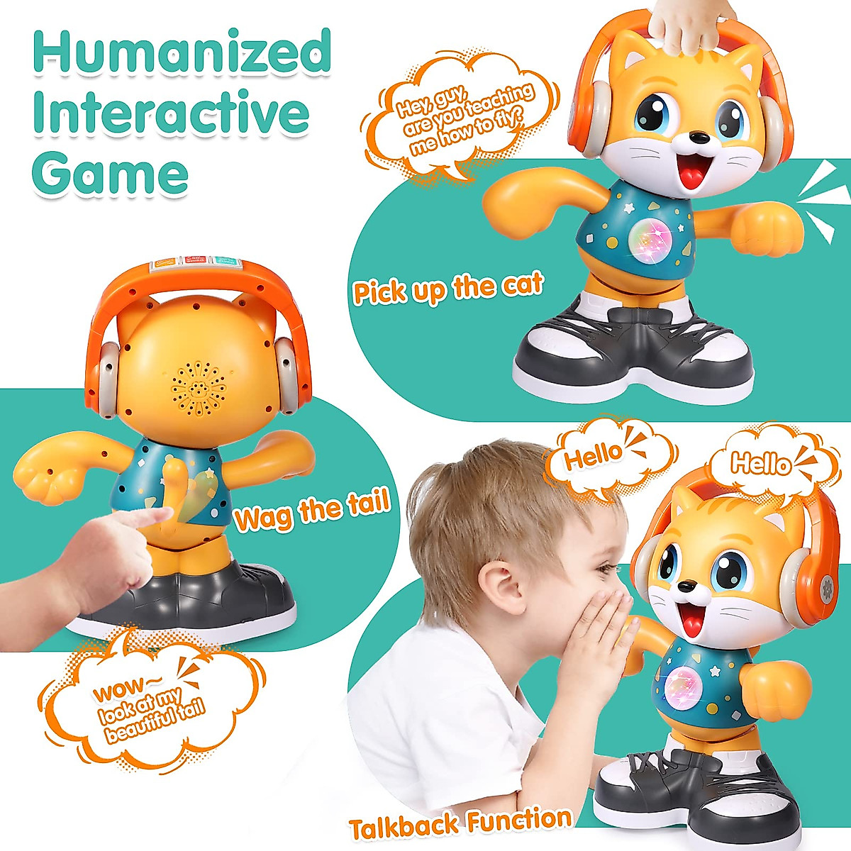 WITALENT Baby Toy 12-18 Months Talking Dancing Cat Toy for 1 Year Old Boys Girls Light Up Music Toddler Toys 1-2 Recording Interactive Early Educational Toys Gifts for 1 2 3 Years Old Boys Girls