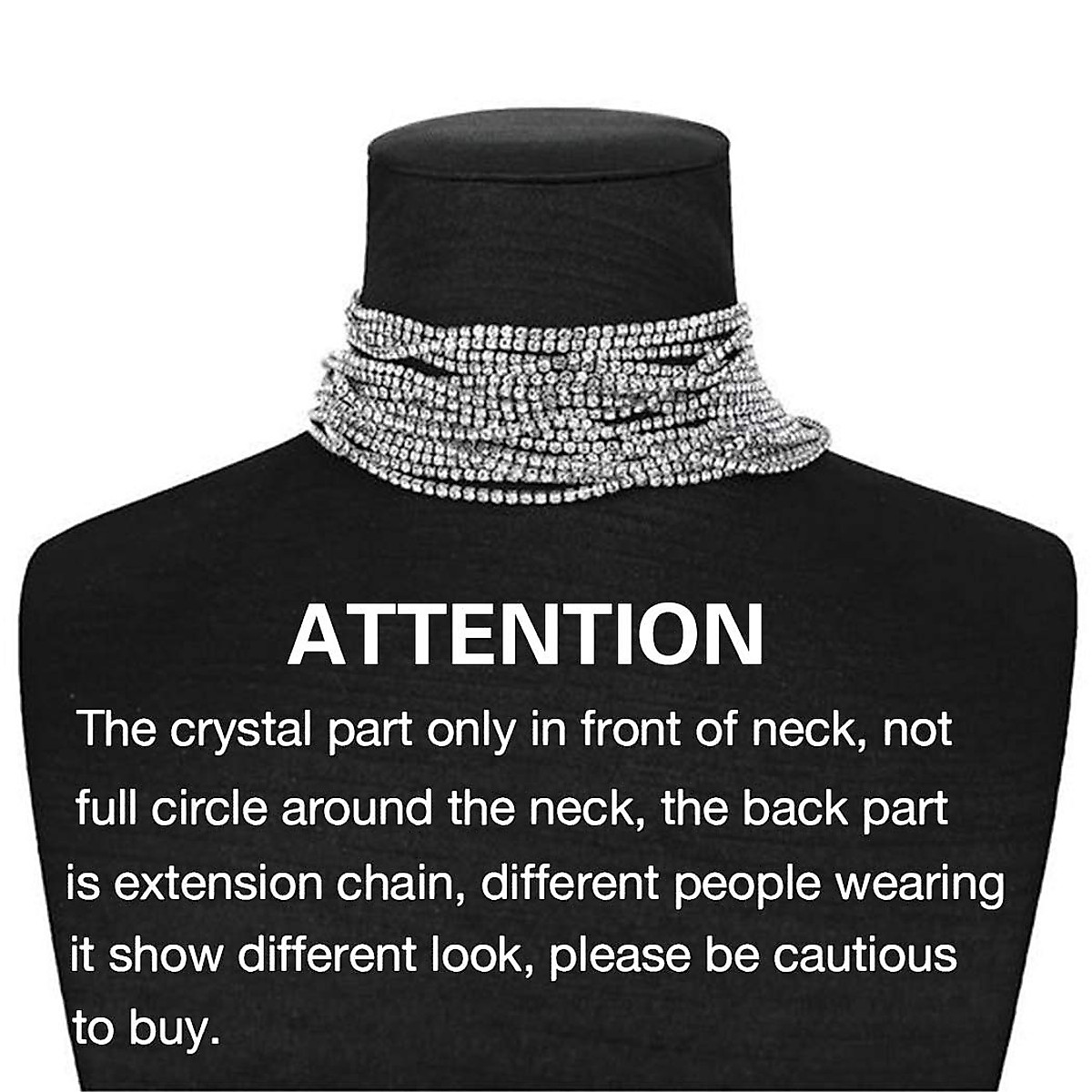 Aukmla Multi Layered Chain Crystal Rhinestone Choker Fully Diamond Statement Necklace Wedding Jewelry for Women