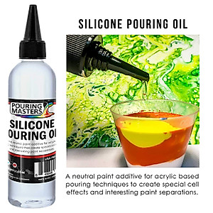 U.S. Art Supply Silicone Pouring Oil - 6-Ounce - 100% Silicone for Dramatic Cell Creation in Acrylic Paint